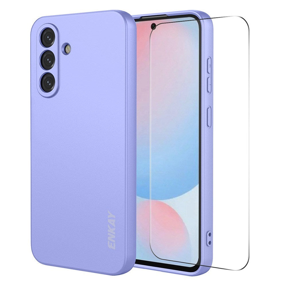 Samsung Galaxy A57 ENKAY Silikon Skal med Skärmskydd - Lila – INSKAL