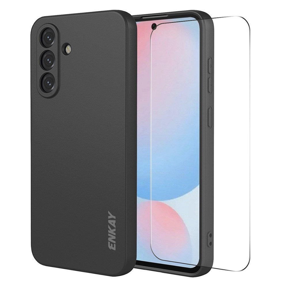 Samsung Galaxy A57 ENKAY Silikon Skal med Skärmskydd - Svart – INSKAL