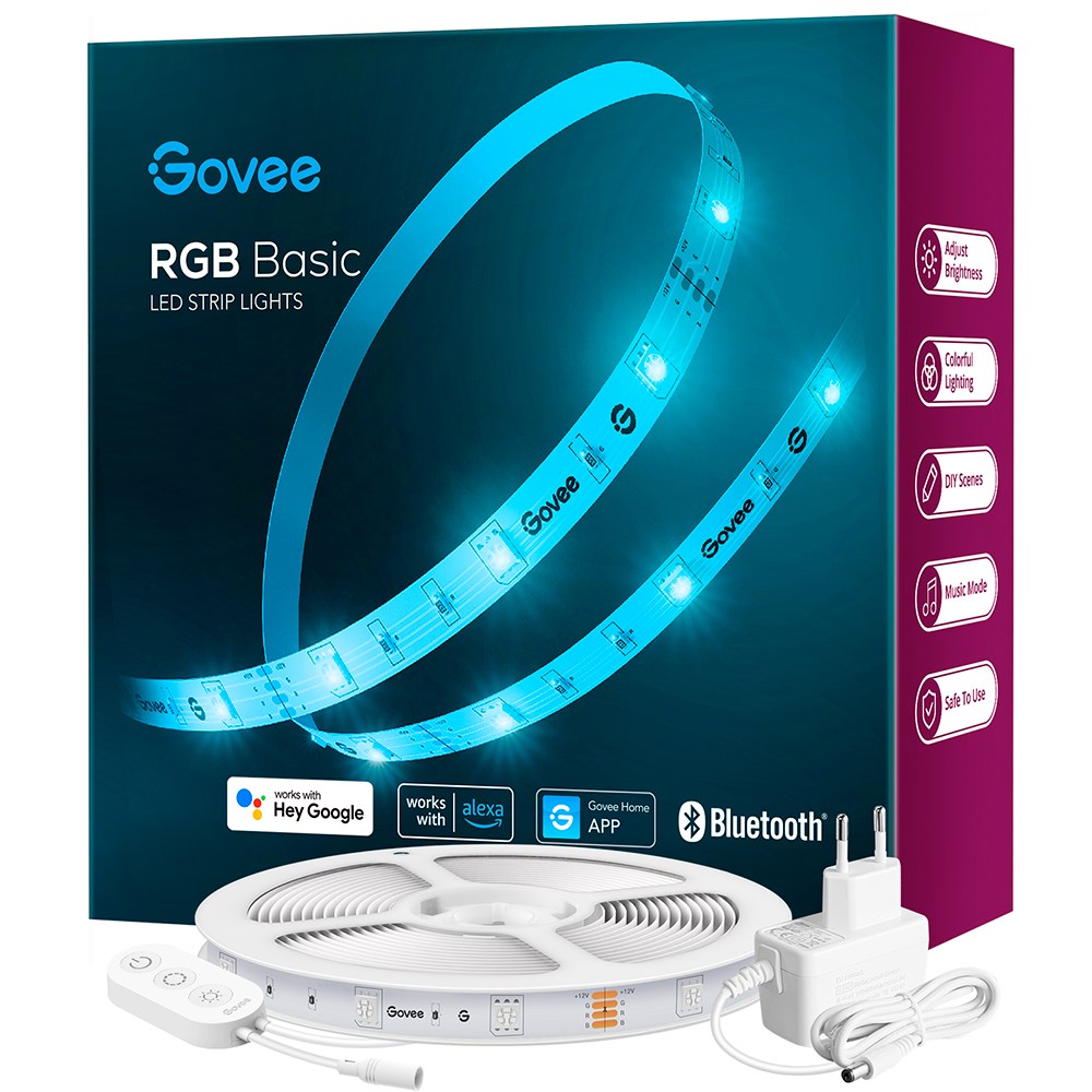 Govee Smart Wi-Fi + Bluetooth RGB LED Strip Lights 5m - Vit – INSKAL